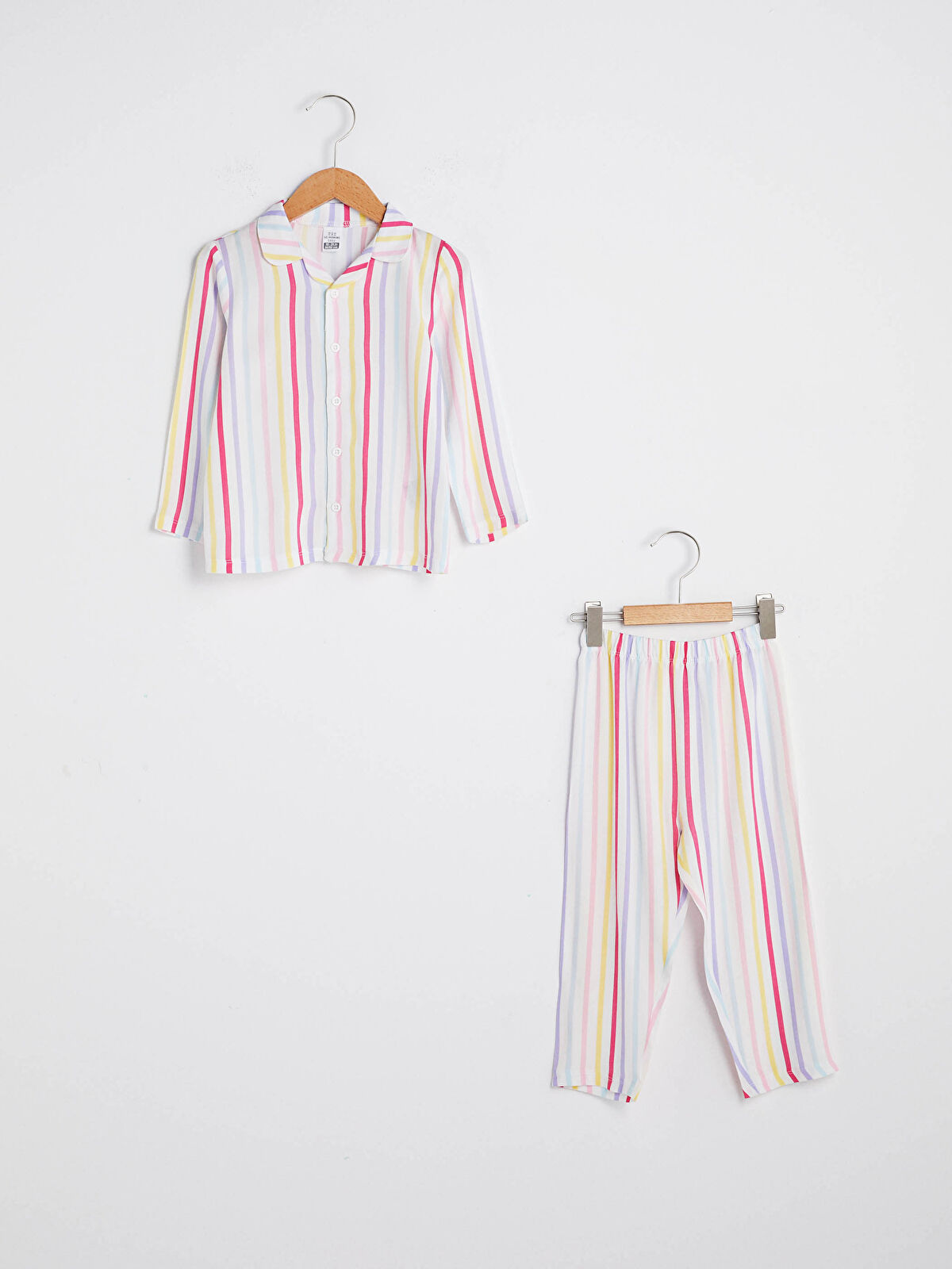 Gömlek Yaka Çizgili Kız Bebek Pijama Takımı