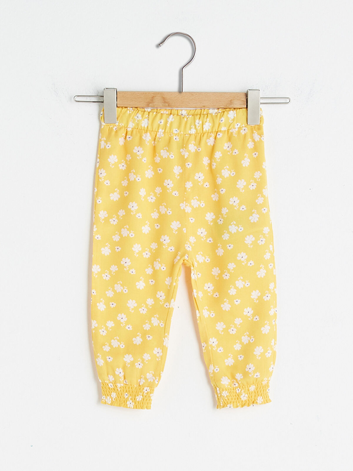 Beli Lastikli Baskılı Viskon Kız Bebek Pantolon