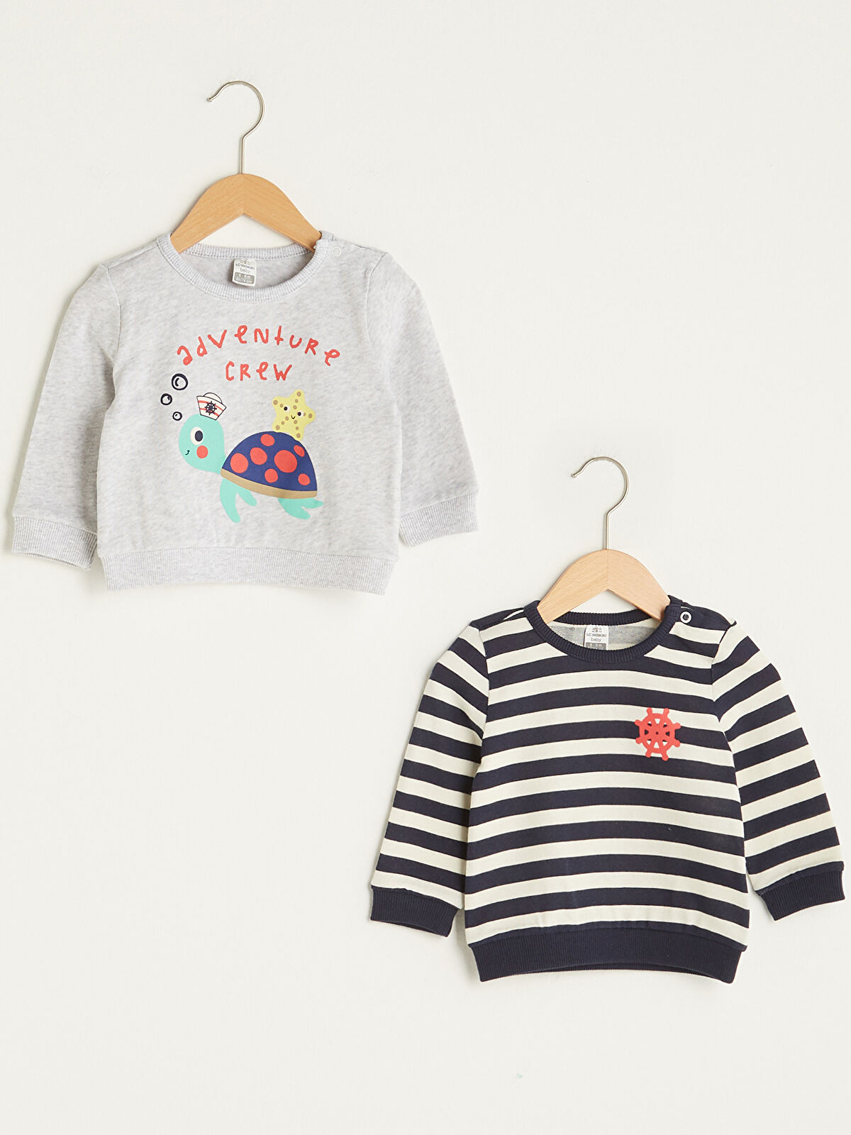 Bisiklet Yaka Uzun Kollu Baskılı Erkek Bebek Sweasthirt 2'li