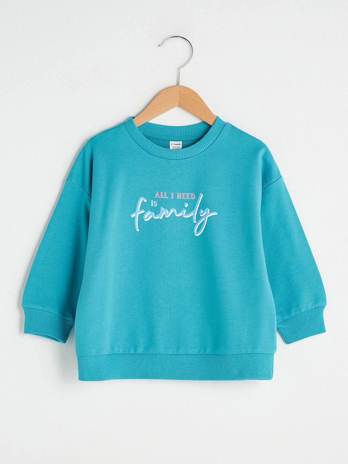 Yazı Baskılı Bisiklet Yaka Uzun Kollu Erkek Bebek Sweatshirt