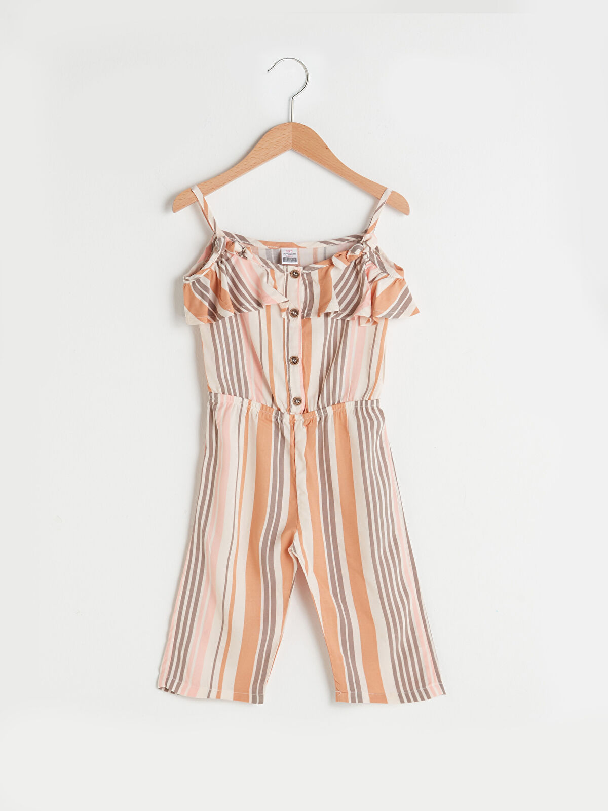 Askılı Çizgili Kız Bebek Tulum Salopet