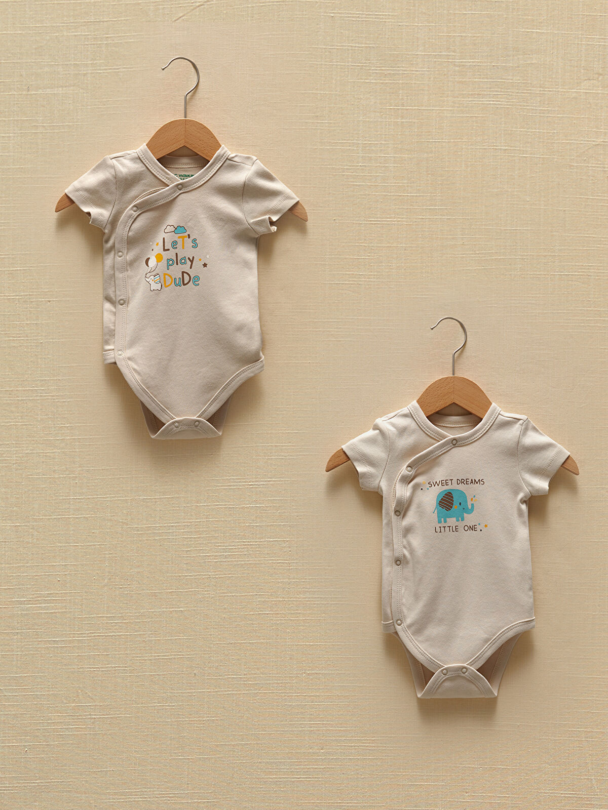 LCW GREEN Bisiklet Yaka Kısa Kollu Baskılı  Organik Pamuklu Erkek Bebek Çıtçıtlı Body 2'li