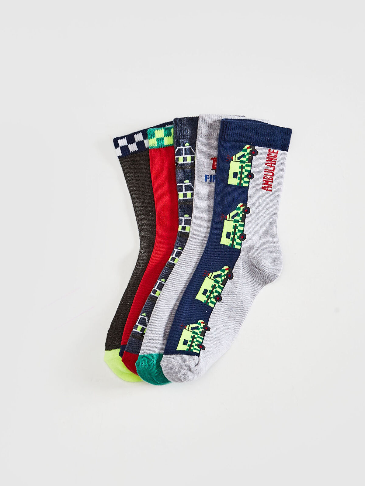 Araba Desenli Erkek Çocuk Soket Çorap 5'li