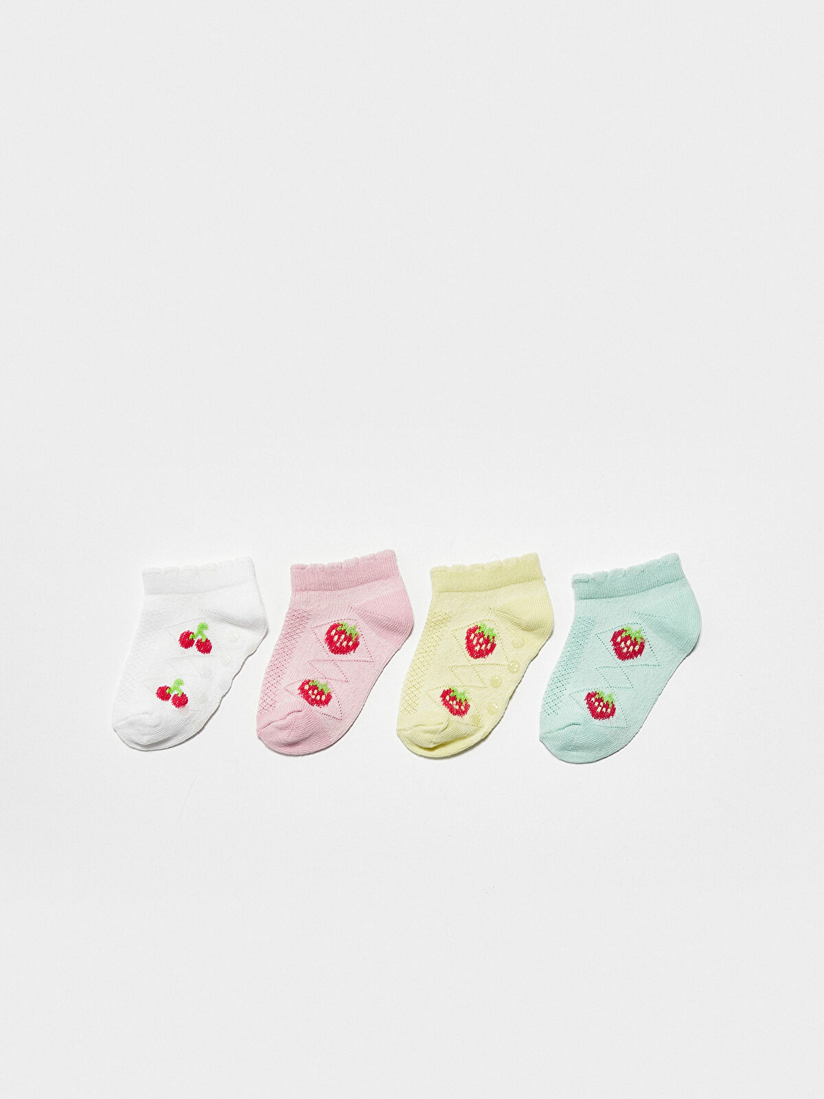 Baskılı Kız Bebek Patikli Çorap 4'lü