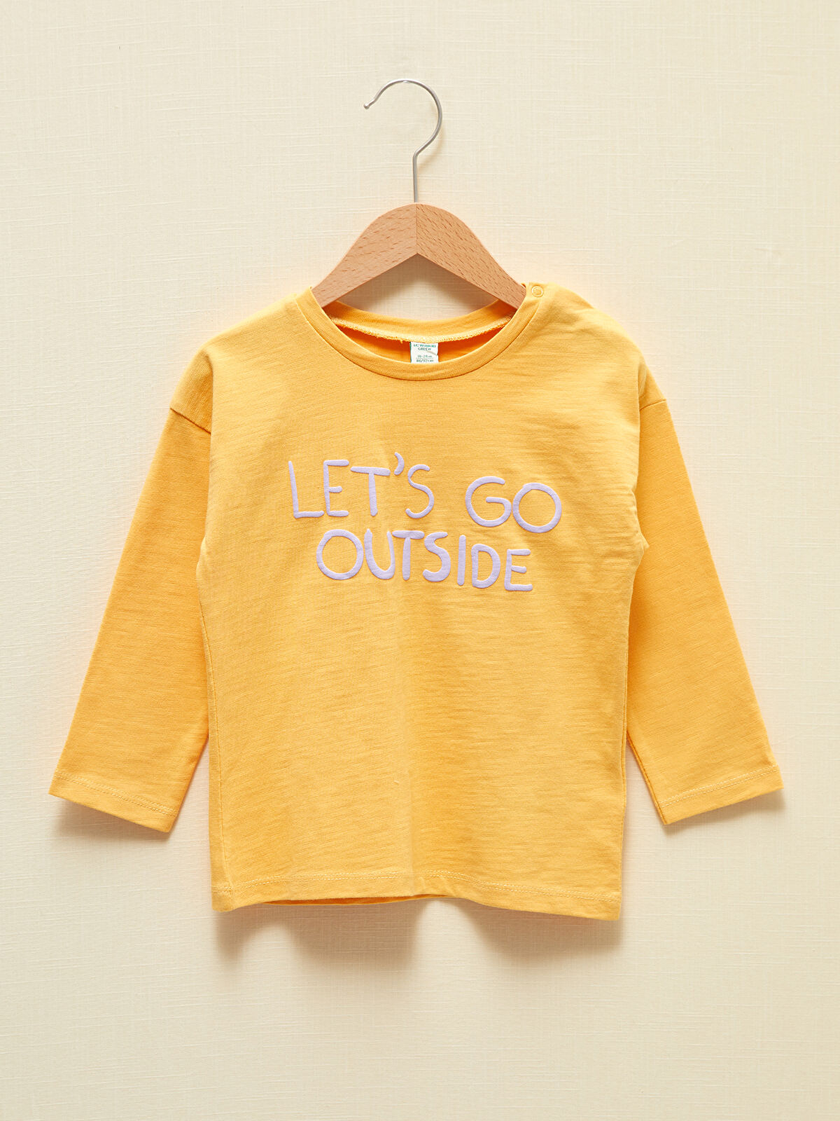 LCW GREEN Bisiklet Yaka Uzun Kol Nakışlı Pamuklu Erkek Bebek Tişört