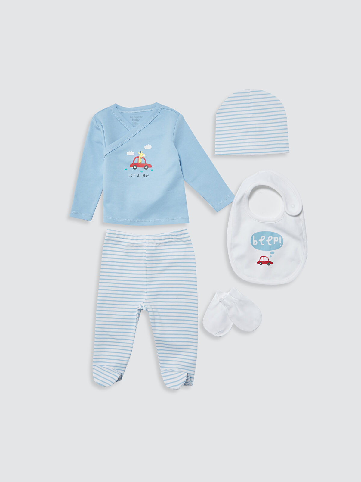 Baskılı Erkek Bebek Hastane Çıkış Seti