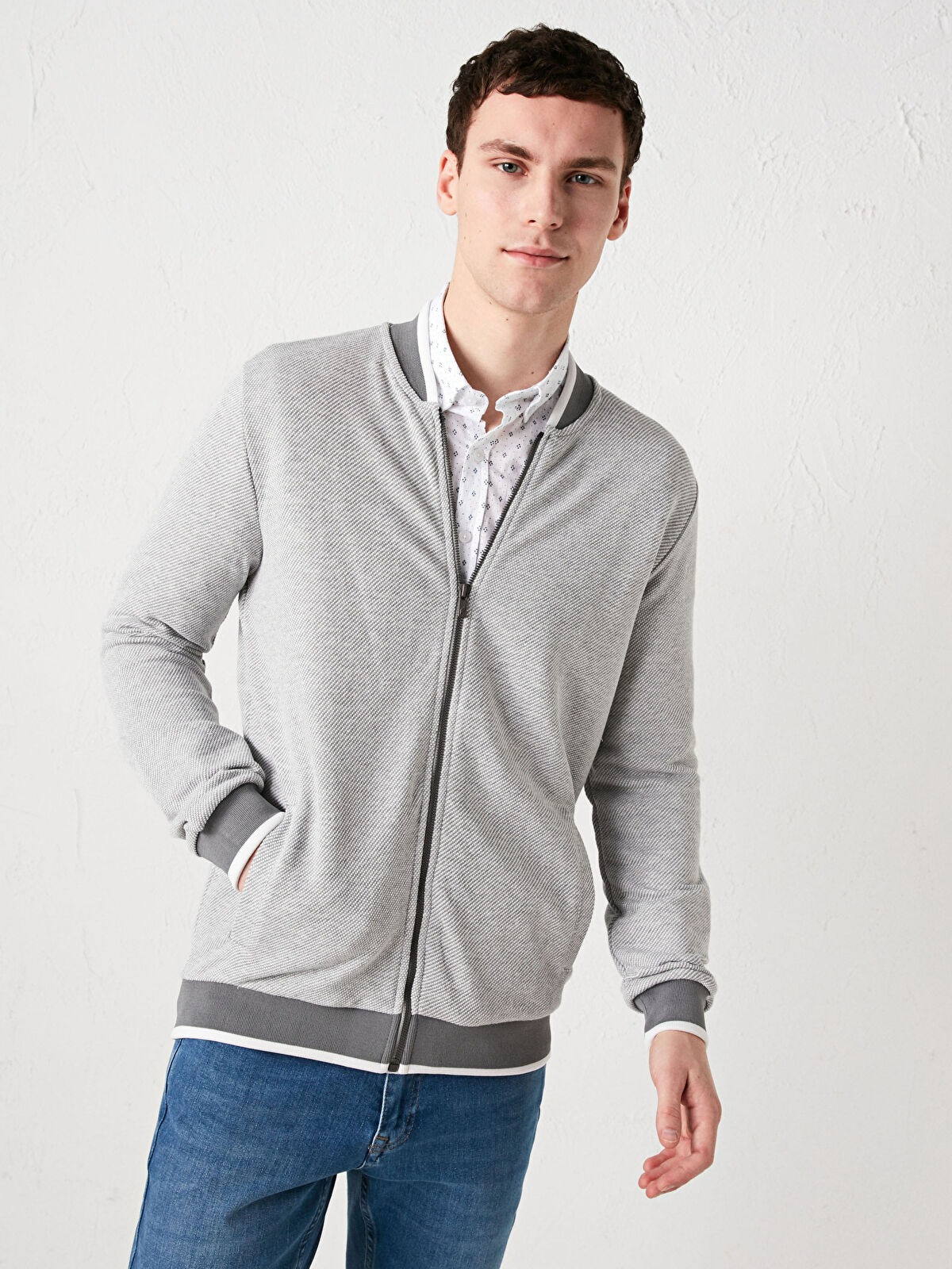 LCW CLASSIC LCW GREEN Rahat Kalıp Kolej Yaka Fermuarlı Sweatshirt