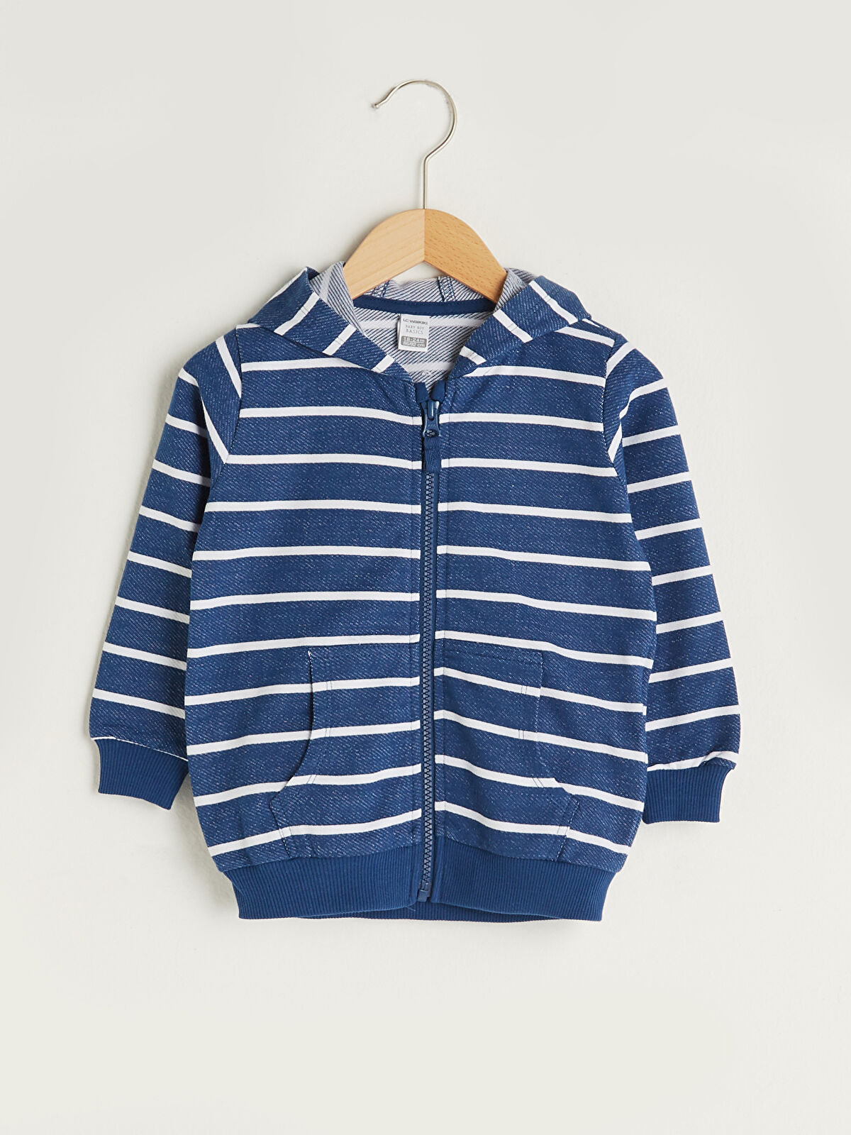 Kapüşonlu Uzun Kollu Çizgili Erkek Bebek Fermuarlı Erkek Bebek Sweatshirt