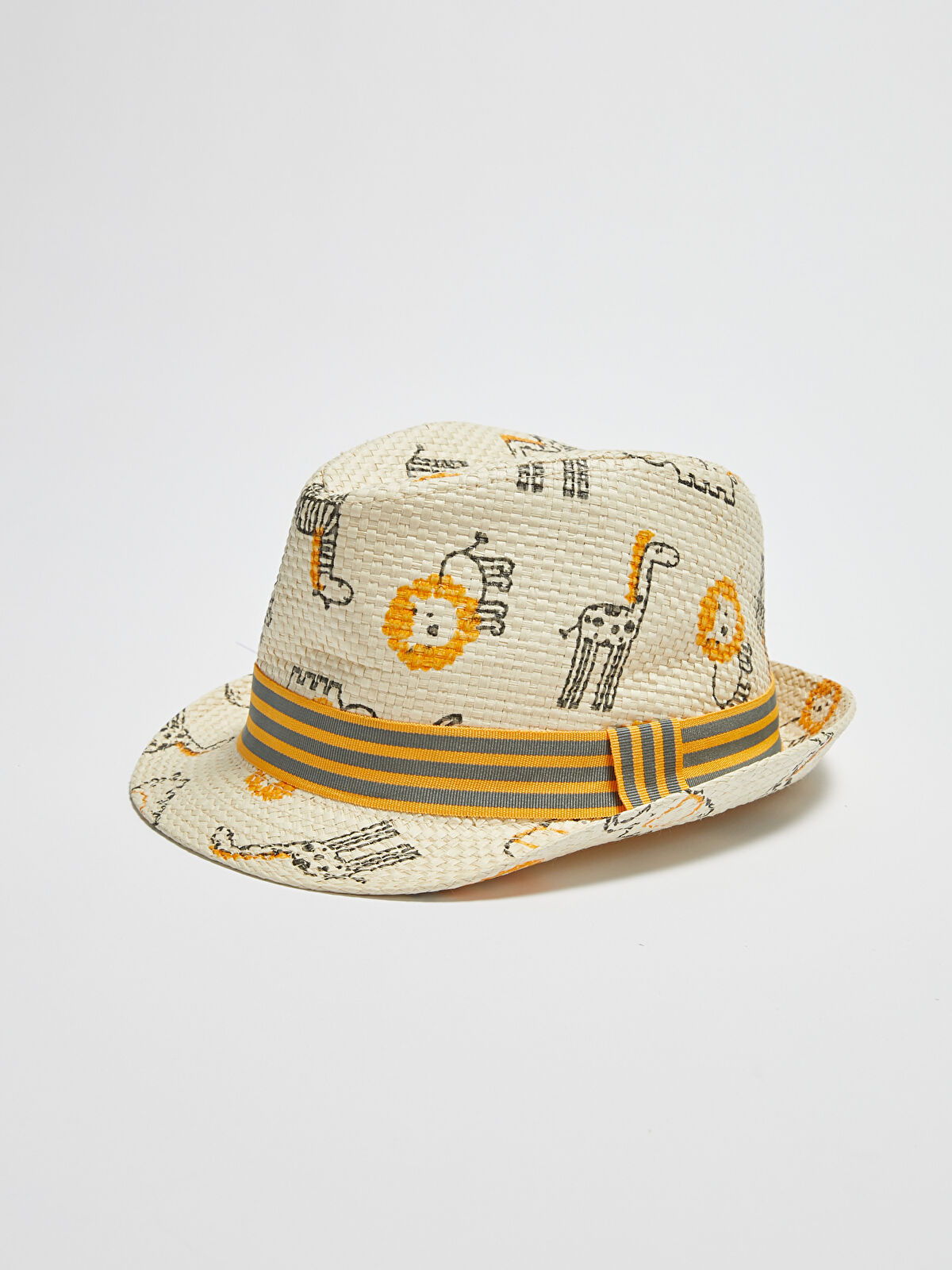 Desenli Erkek Bebek Hasır Şapka Desenli Erkek Bebek Hasır Şapka