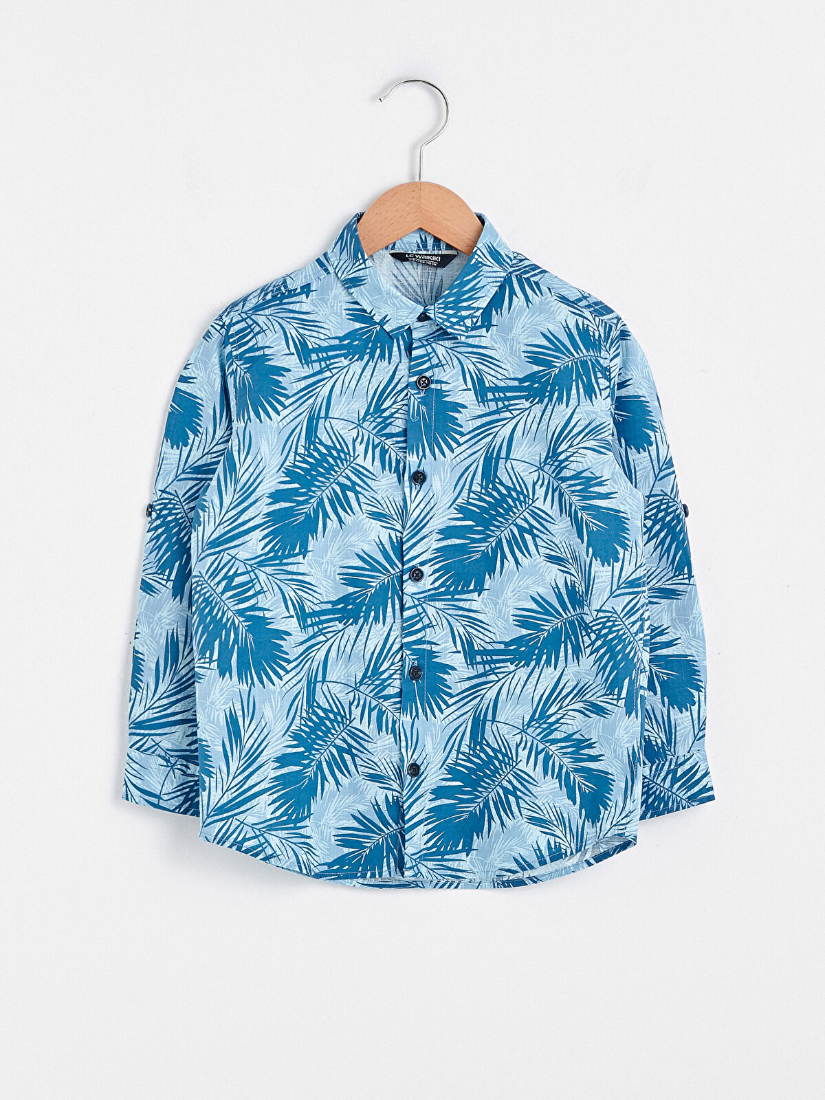 Desenli Uzun Kollu Erkek Çocuk Poplin Gömlek