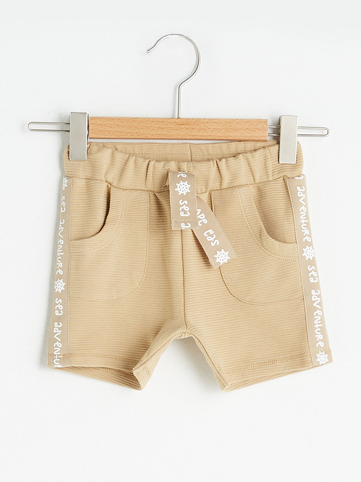 Beli Lastikli Yazı Baskılı Erkek Bebek Şort