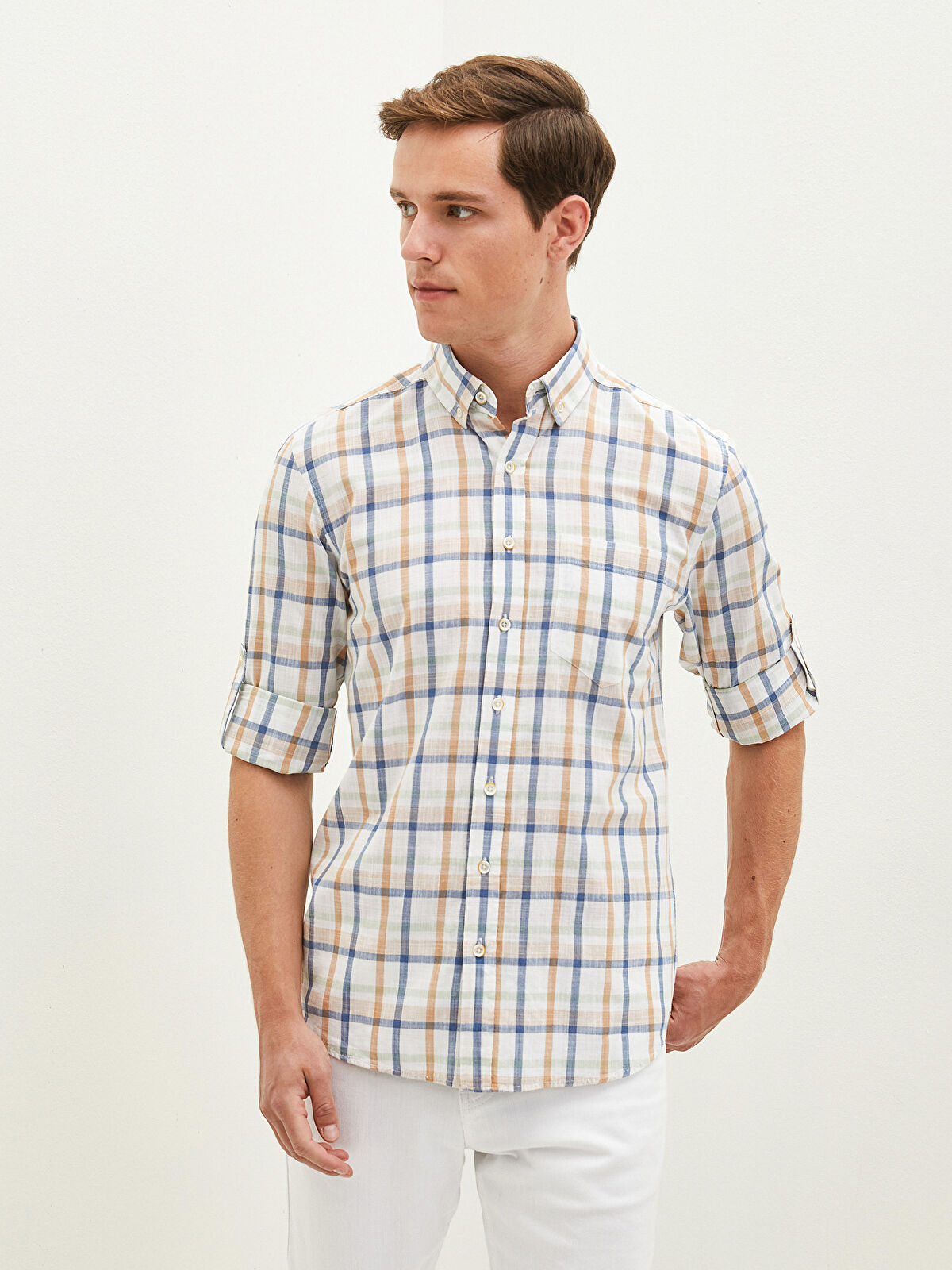 LCW CLASSIC Regular Fit Uzun Kollu Ekose Poplin Erkek Gömlek