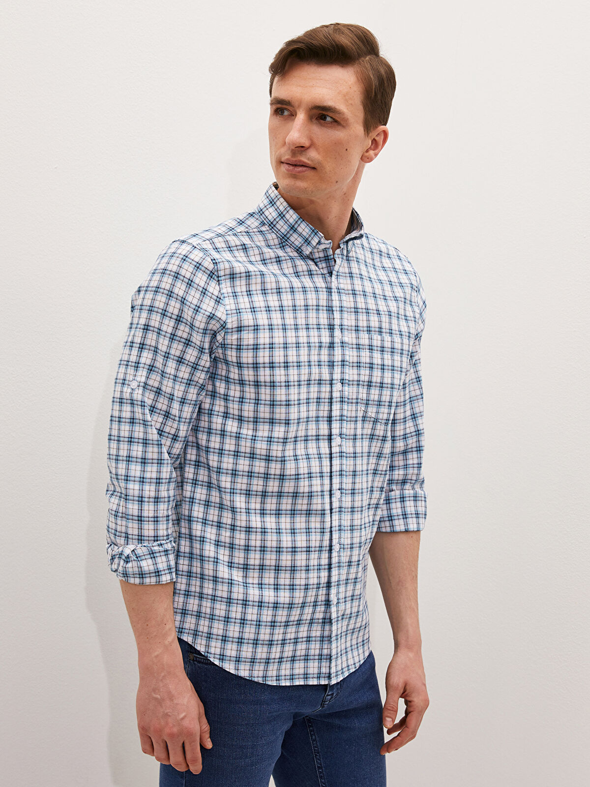 LCW CLASSIC Regular Fit Uzun Kollu Ekose Poplin Erkek Gömlek