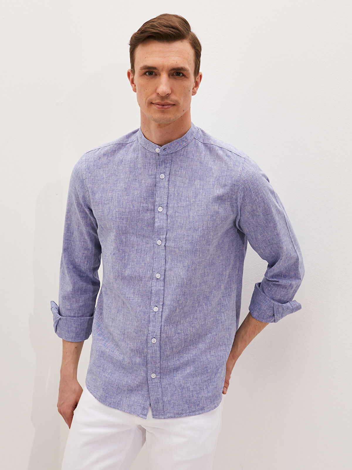 LCW CLASSIC Slim Fit Hakim Yaka Uzun Kollu Poplin Erkek Gömlek