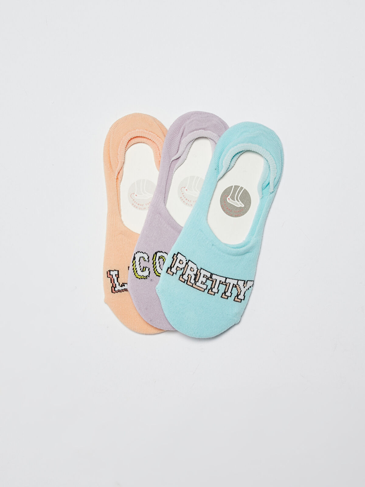 LCW DREAM Yazı Baskılı Pamuklu Kadın Babet Çorap 3'lü