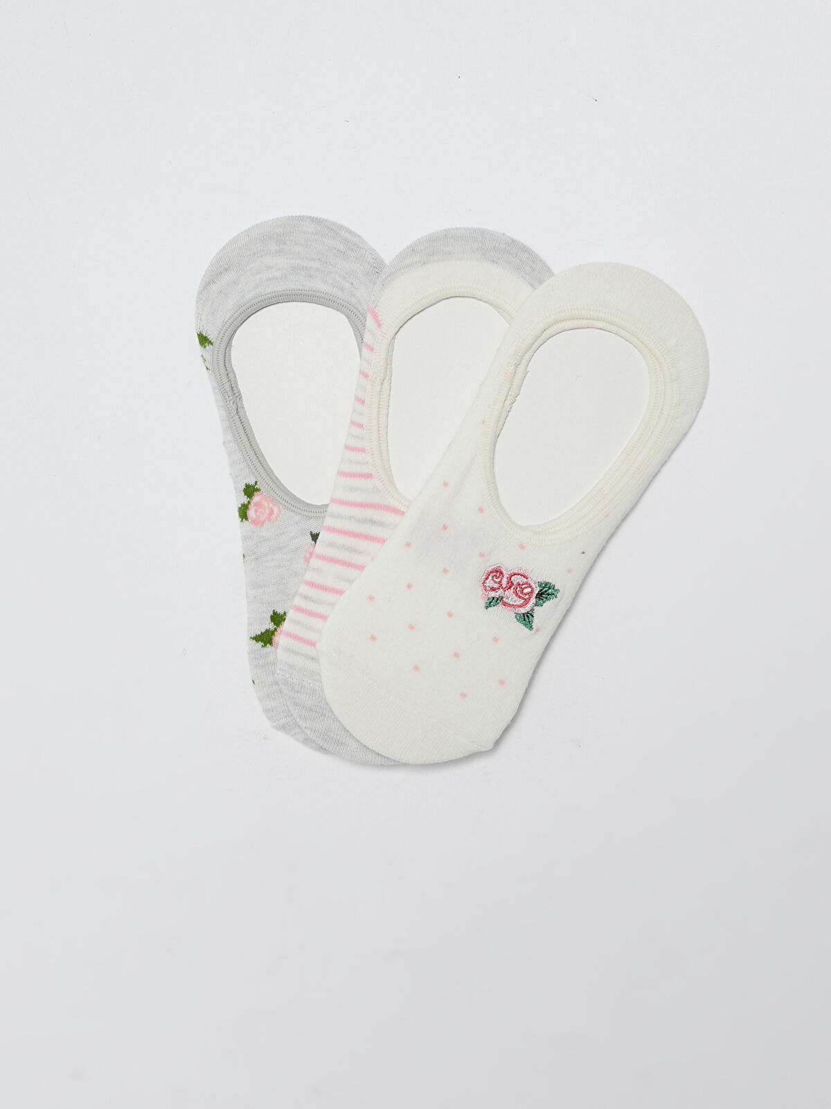 LCW DREAM Nakışlı Pamuklu Kadın Babet Çorap 3'lü