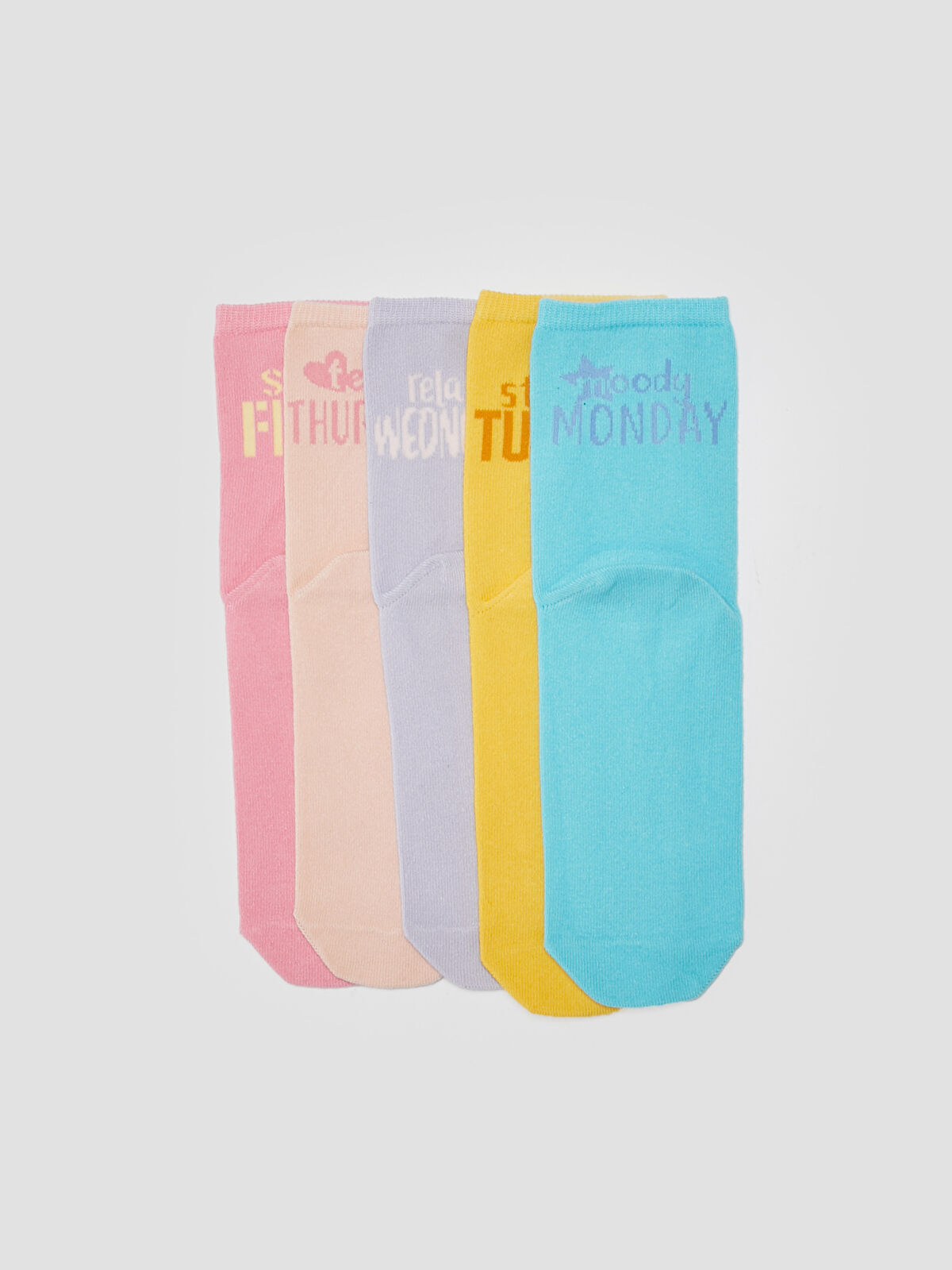 LCW DREAM Baskılı Pamuklu Kadın Soket Çorap 5'li