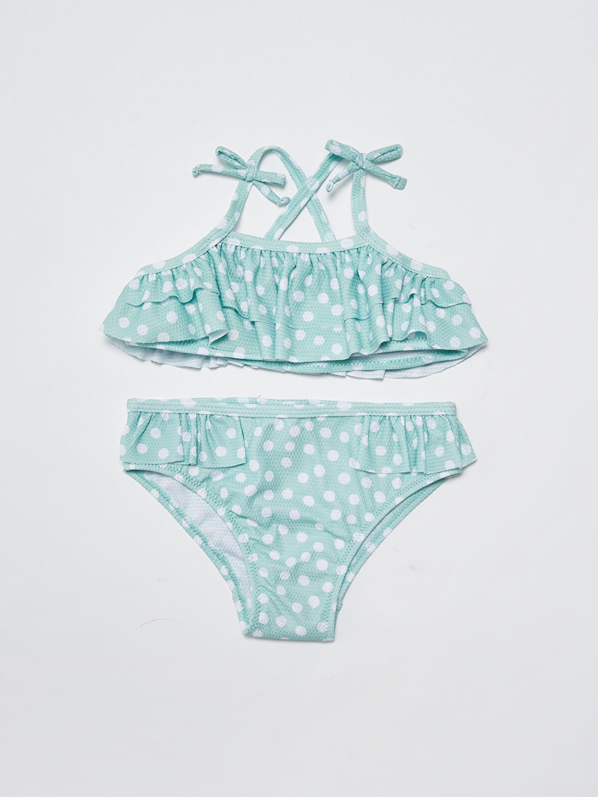 Esnek Kumaştan Desenli Kız Bebek Bikini Takımı