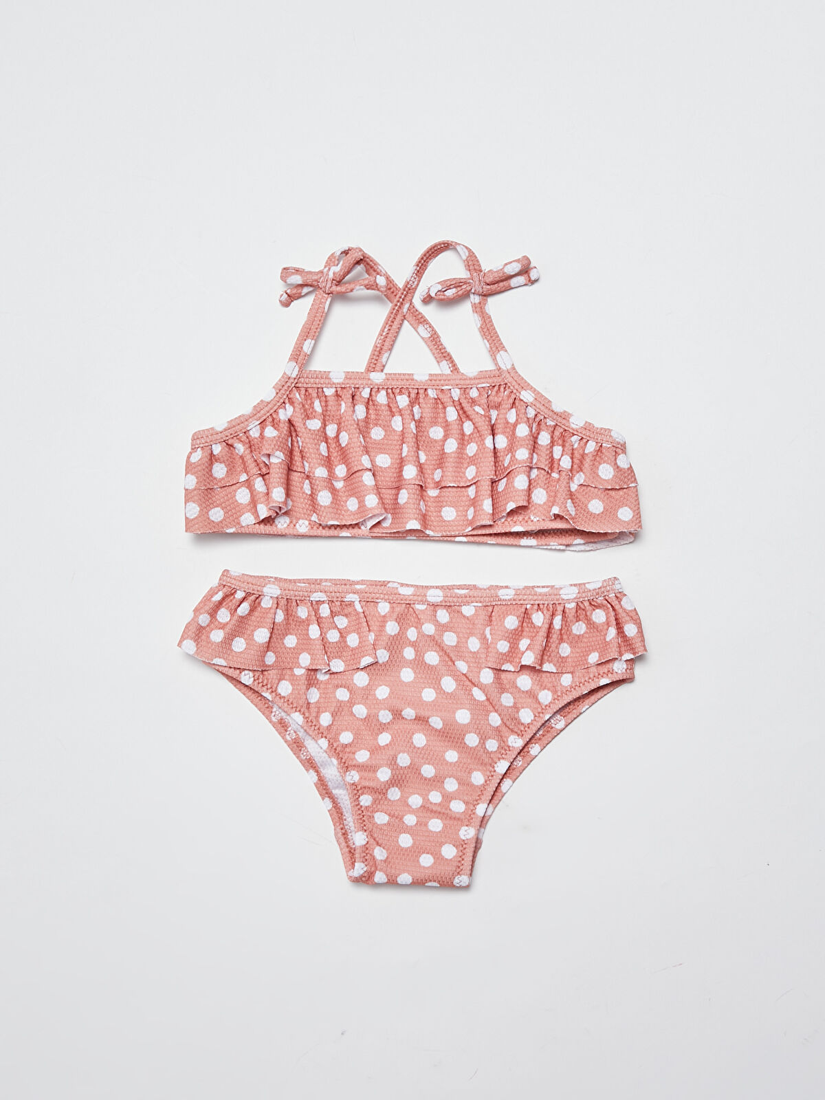 Esnek Kumaştan Desenli Kız Bebek Bikini Takımı