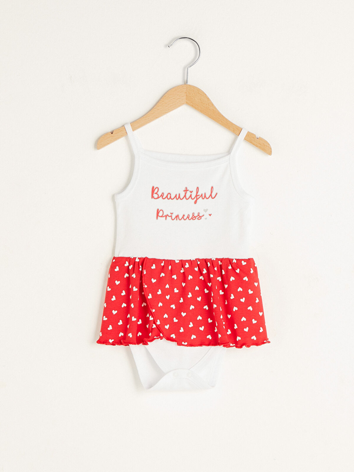 Askılı Kare Yaka Baskılı Pamuklu Kız Bebek Çıtçıtlı Body