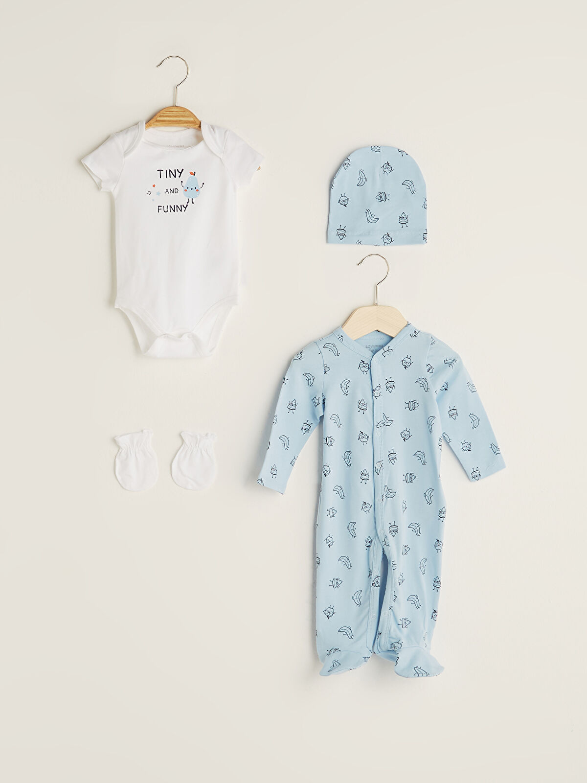 Bisiklet Yaka Baskılı Unisex Bebek Hastane Çıkış Seti