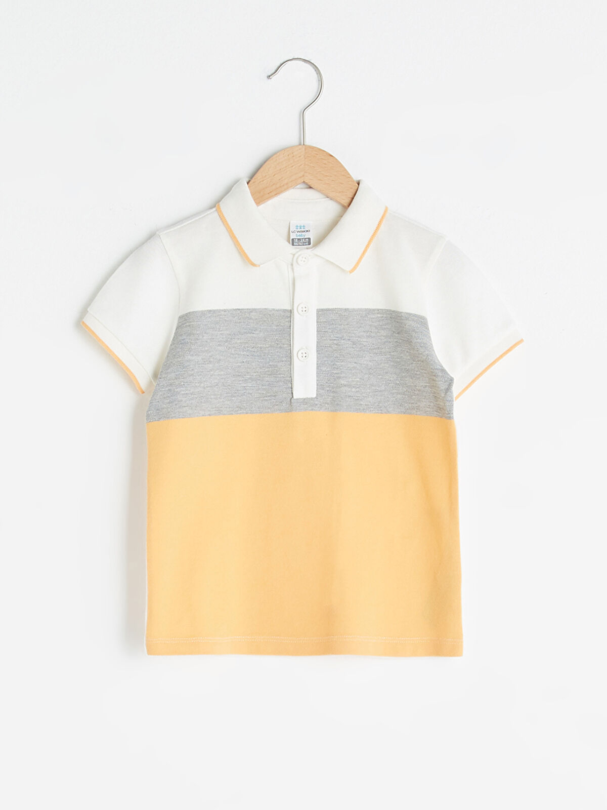 Polo Yaka Kısa Kollu Renk Bloklu Erkek Bebek Tişört