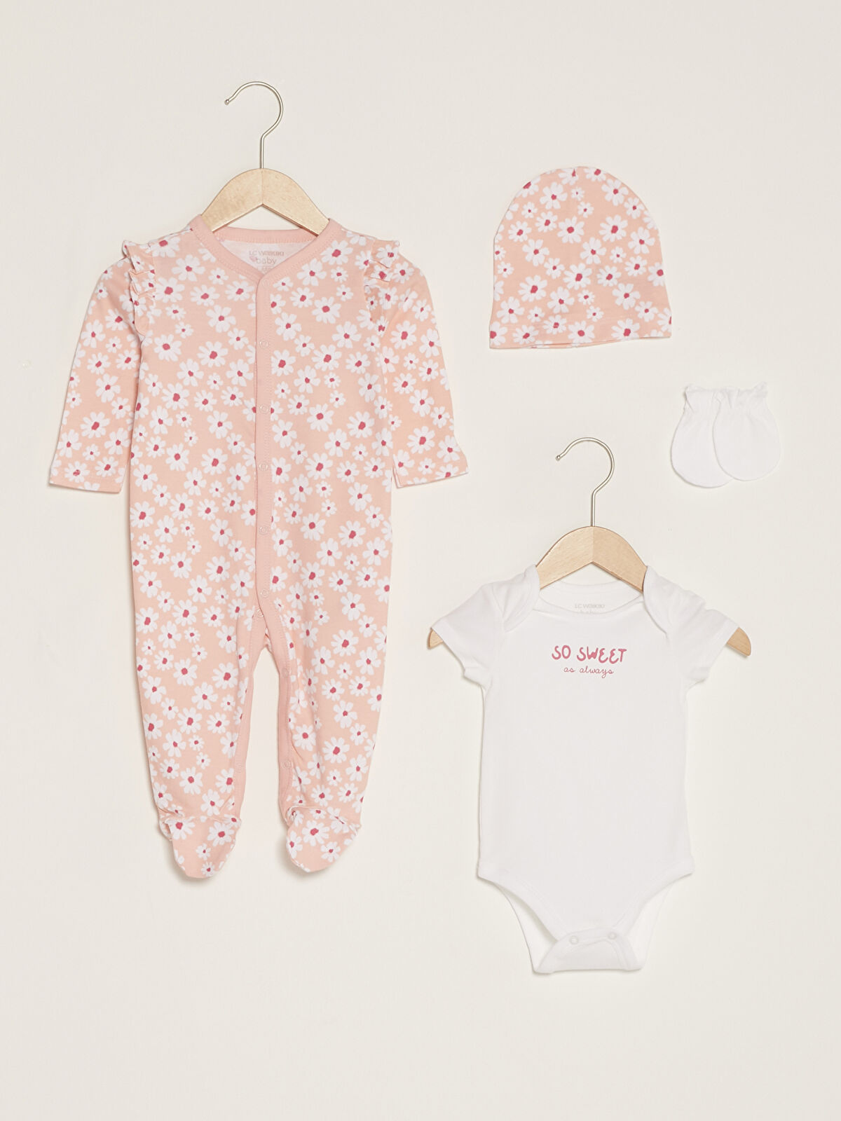 Bisiklet Yaka Baskılı Kız Bebek Hastane Çıkış Seti