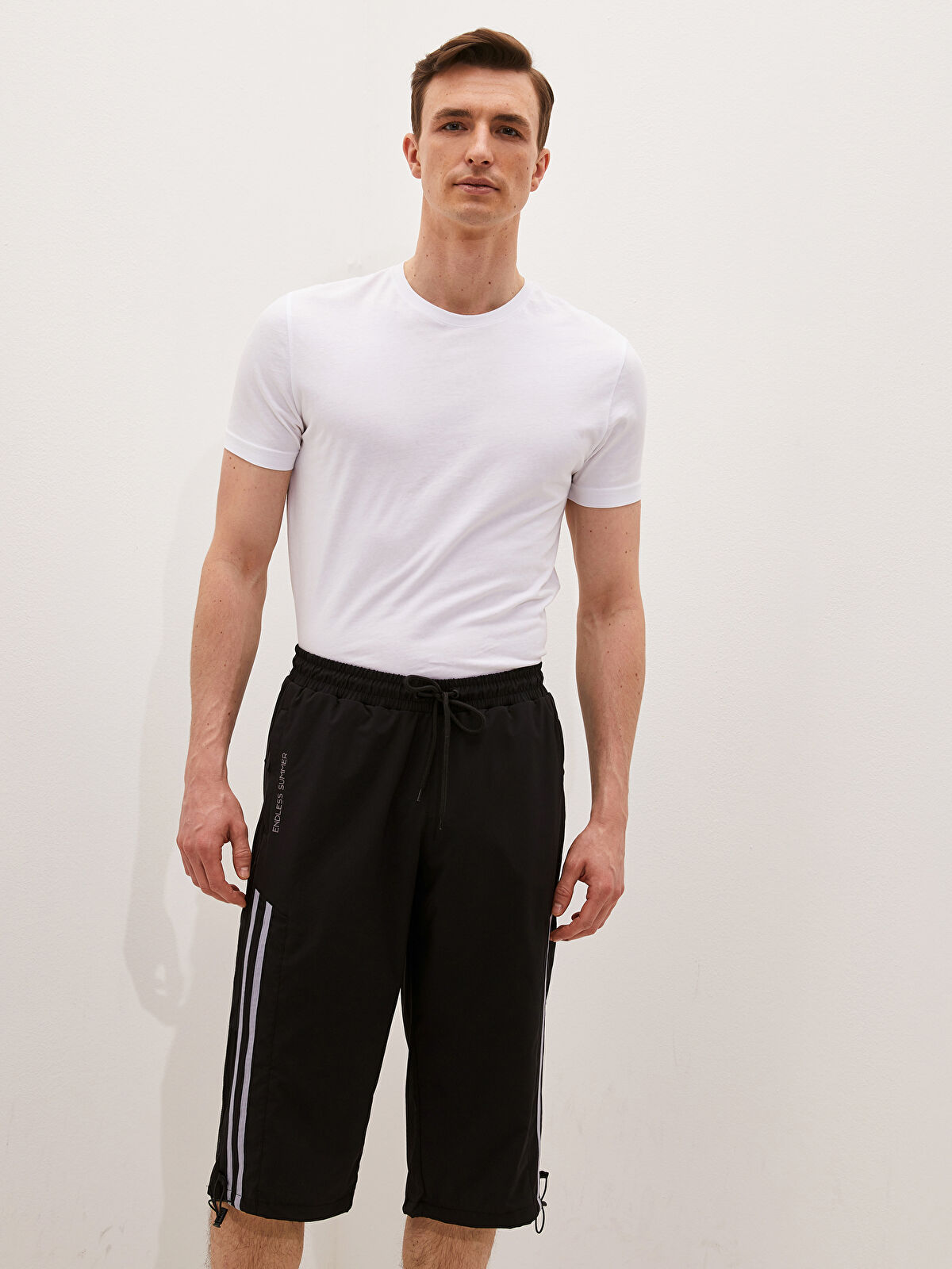 Diz Altı Boy Desenli Erkek Deniz Şortu