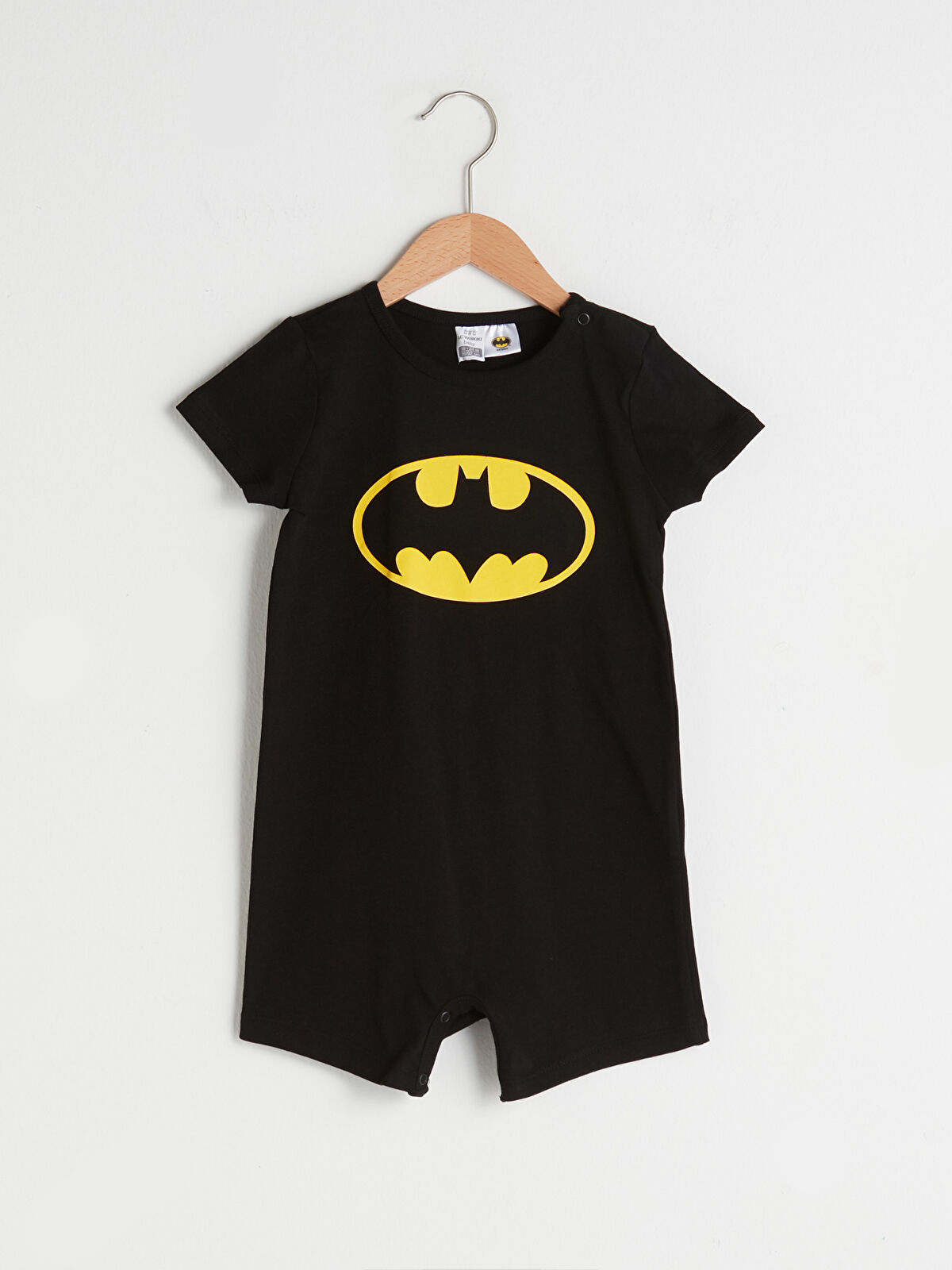 Bisiklet Yaka Kısa Kollu Pamuklu Batman Baskılı Erkek Bebek Tulum