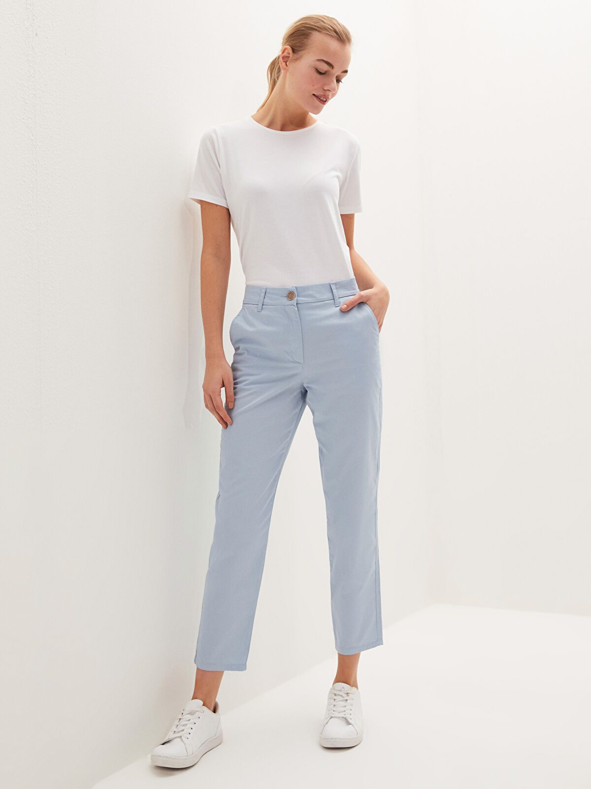 LCW BASIC Yüksek Bel Cep Detaylı Gabardin Kumaş Kadın Pantolon