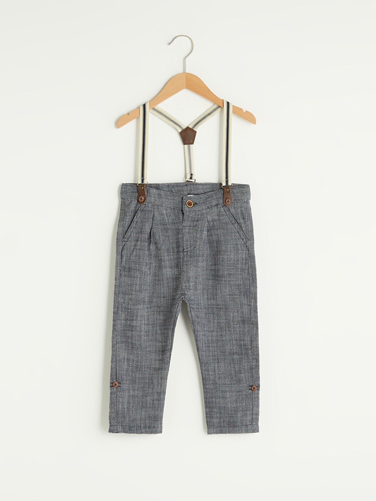 Kendinden Desenli Erkek Bebek Pantolon ve Pantolon Askısı 2'li Takım