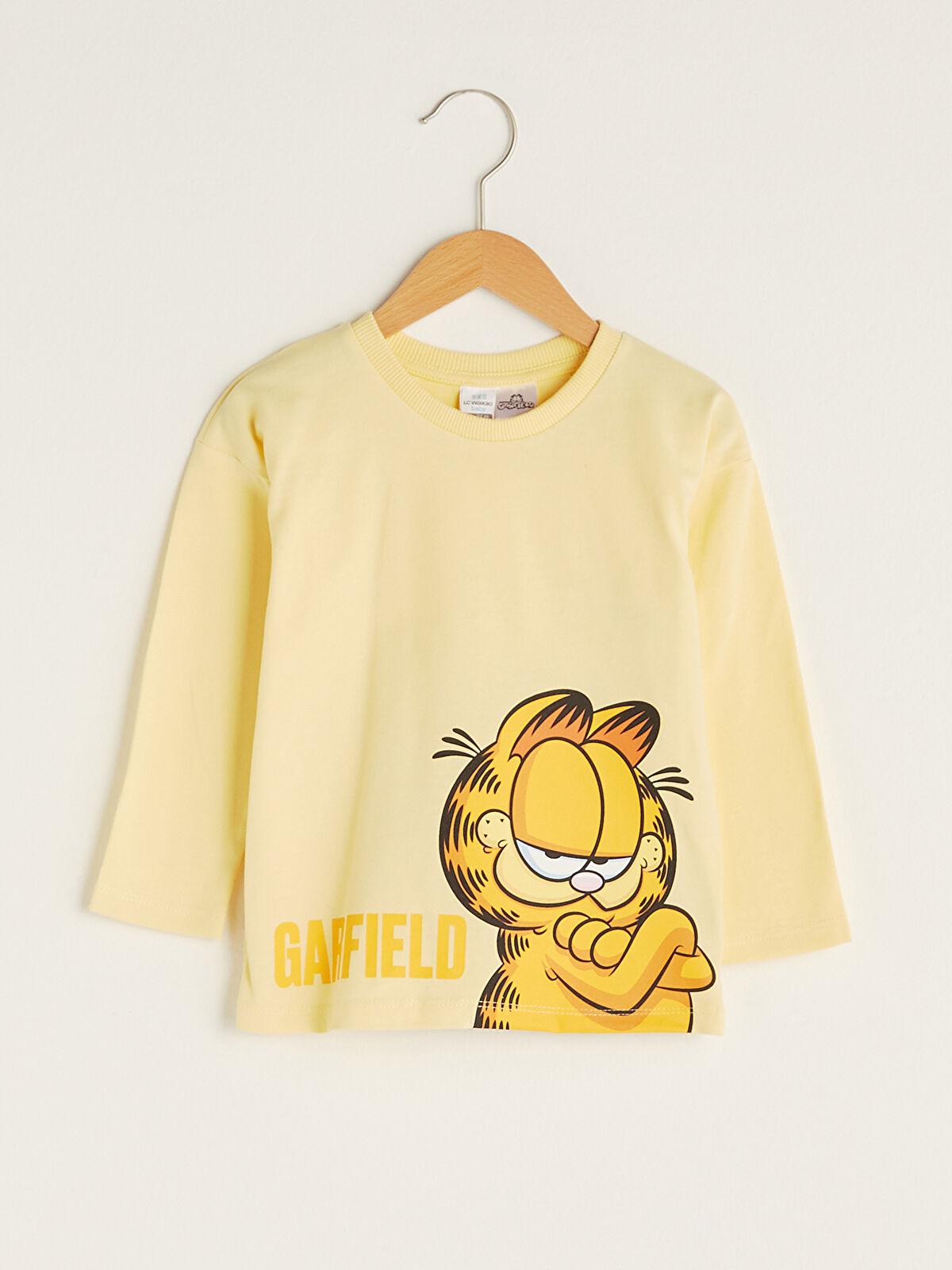 Bisiklet Yaka Uzun Kollu Garfield Baskılı Erkek Bebek Tişört