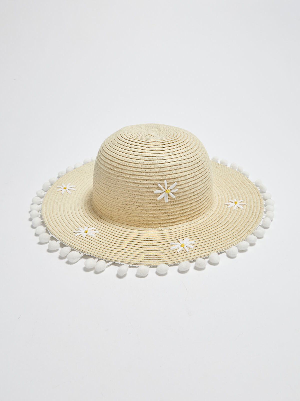 Baskılı Hasır Kız Çocuk Fört Şapka