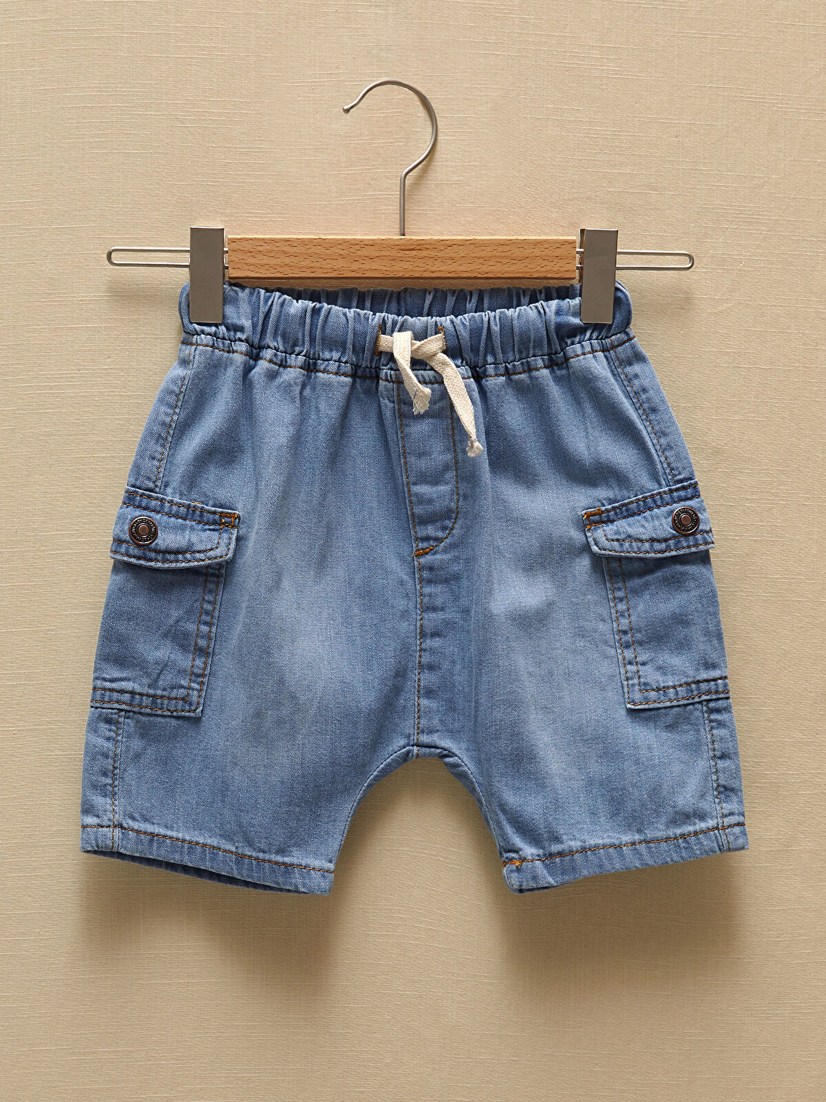 LCW GREEN Bagg Fit Beli Lastikli Basic Erkek Bebek Jean Şort