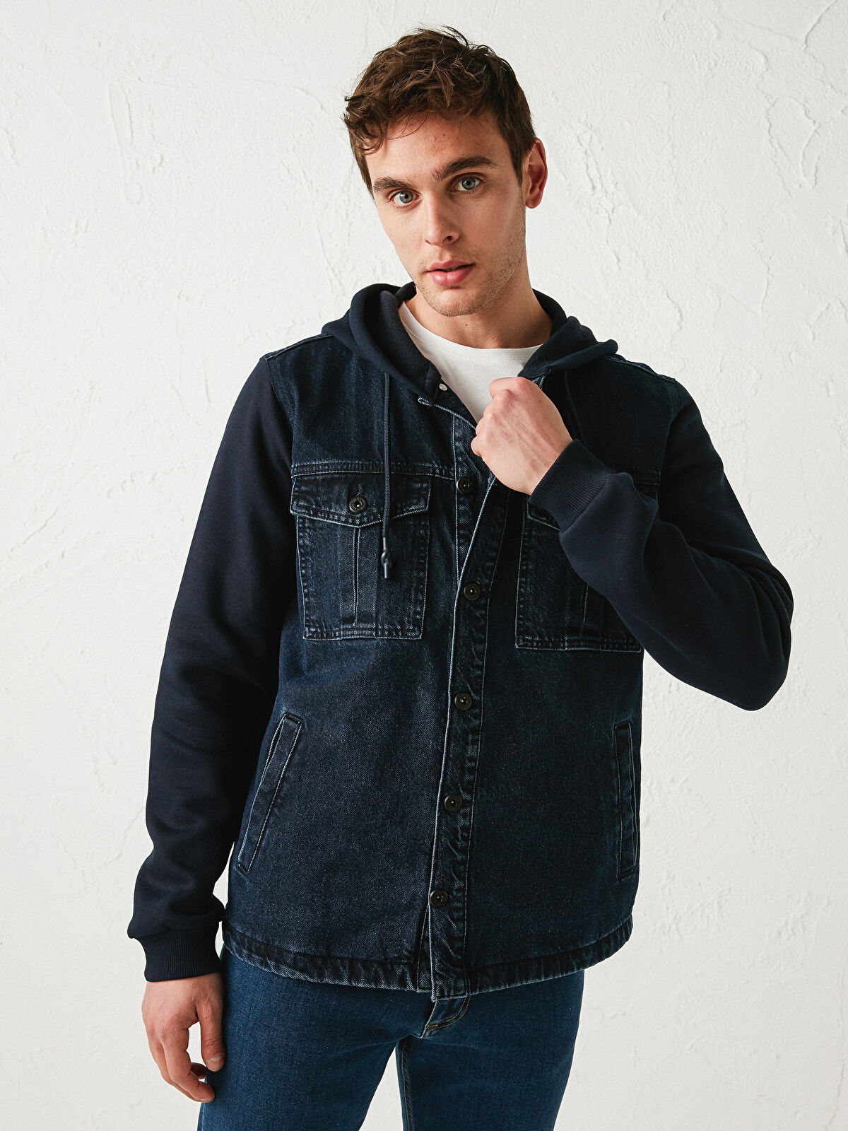 LCW CASUAL Standart Kalıp Kapüşonlu Erkek Jean Ceket