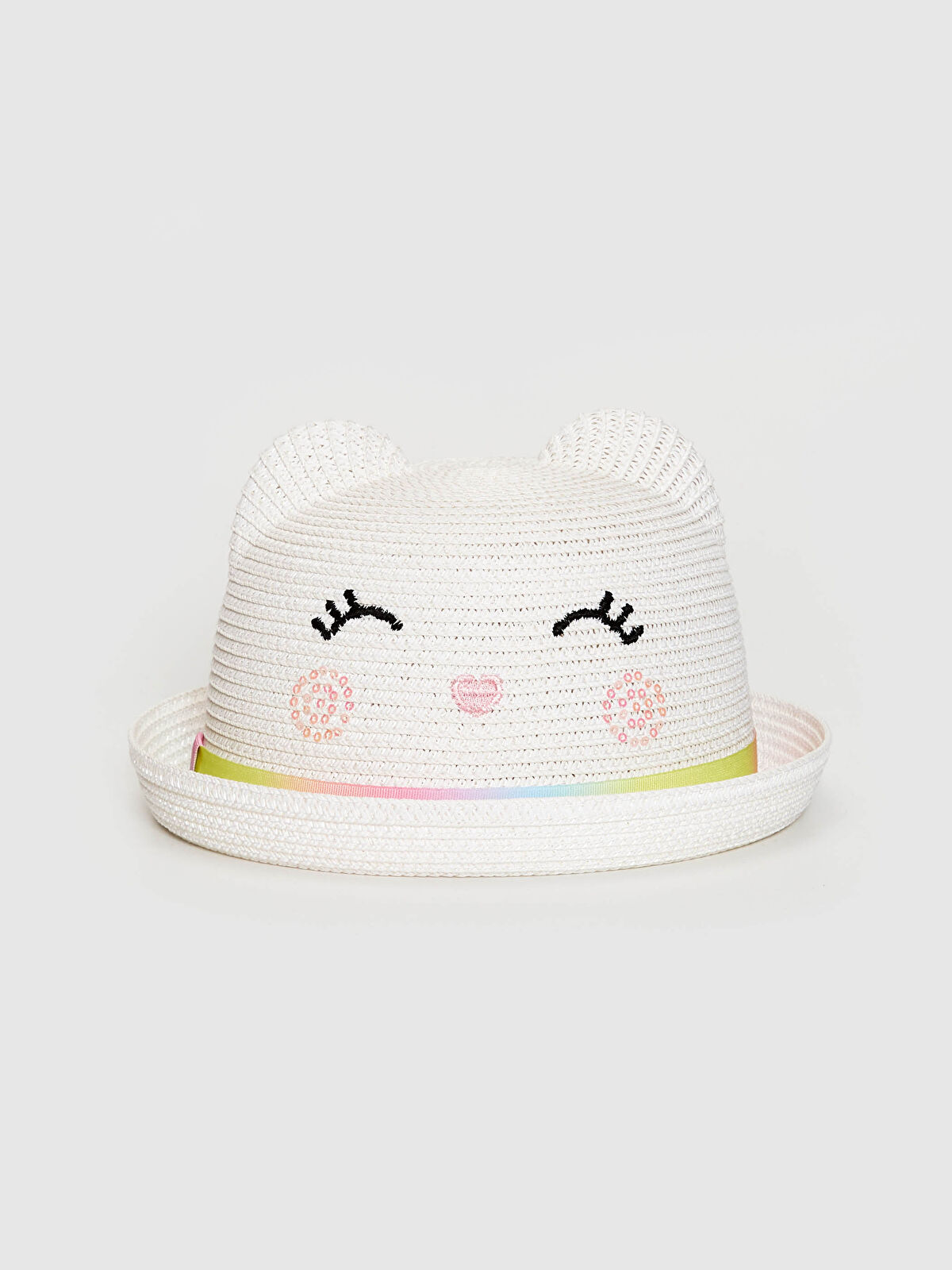 Kız Çocuk Desenli Hasır Şapka