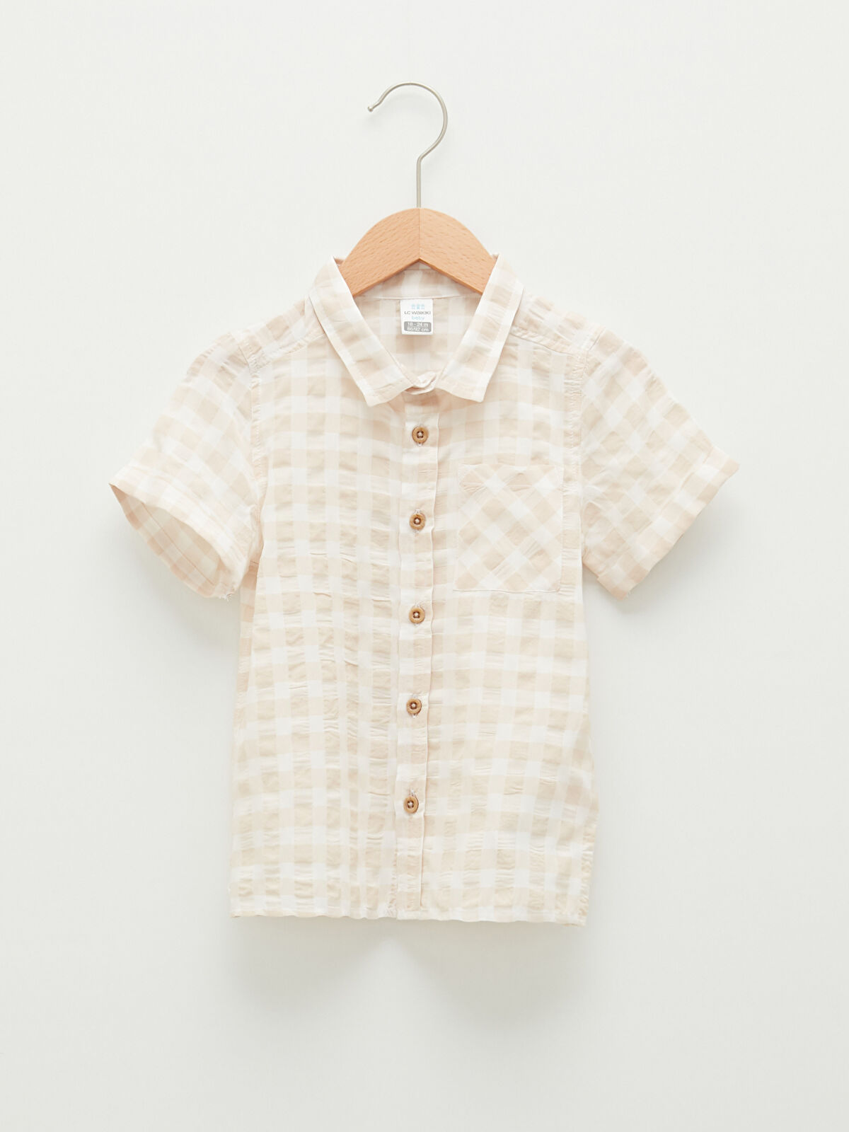 Kısa Kollu Ekose Desenli Poplin Erkek Bebek Gömlek