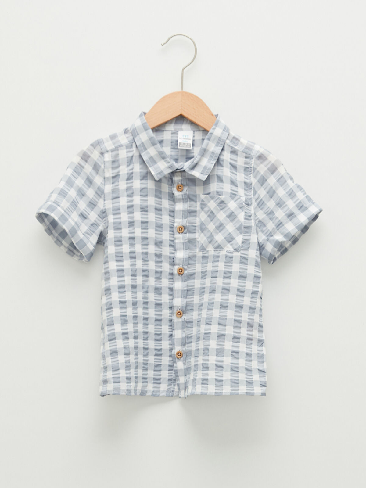 Kısa Kollu Ekose Desenli Poplin Erkek Bebek Gömlek