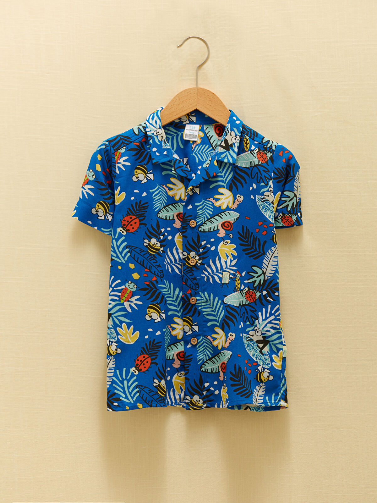 LCW GREEN Kısa Kollu Desenli Viskon Erkek Bebek Gömlek LCW GREEN Kısa Kollu Desenli Viskon Erkek Bebek Gömlek