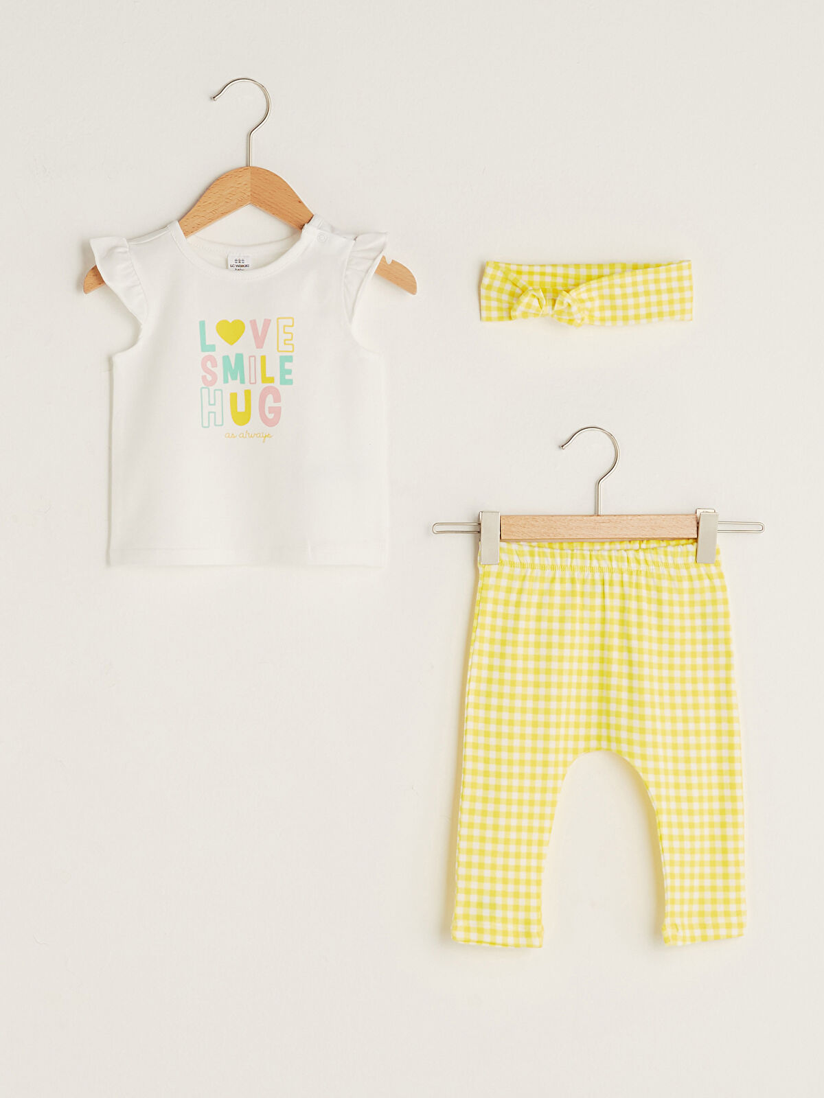 Bisiklet Yaka Baskılı Kız Bebek Tişört Tayt ve Saç Bandı 3'lü Takım