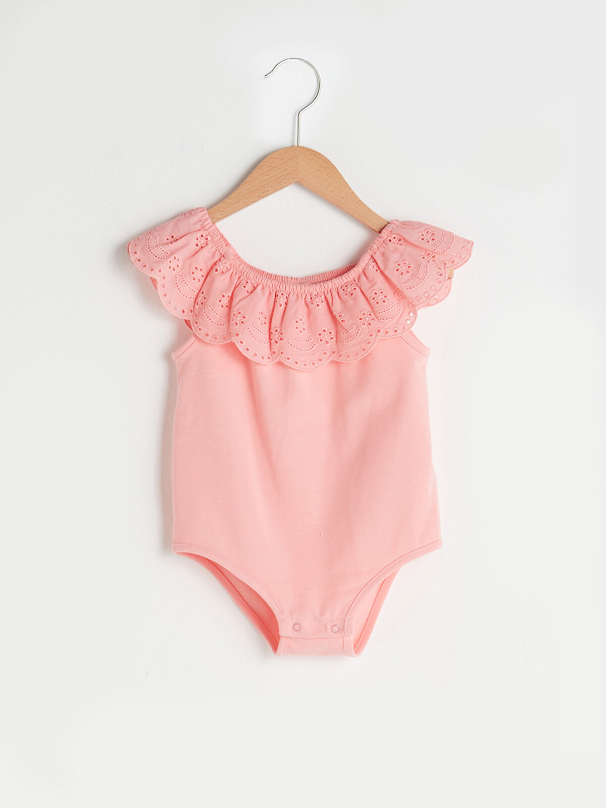 Fırfırlı Kayık Yaka Basic Kız Bebek Çıtçıtlı Body