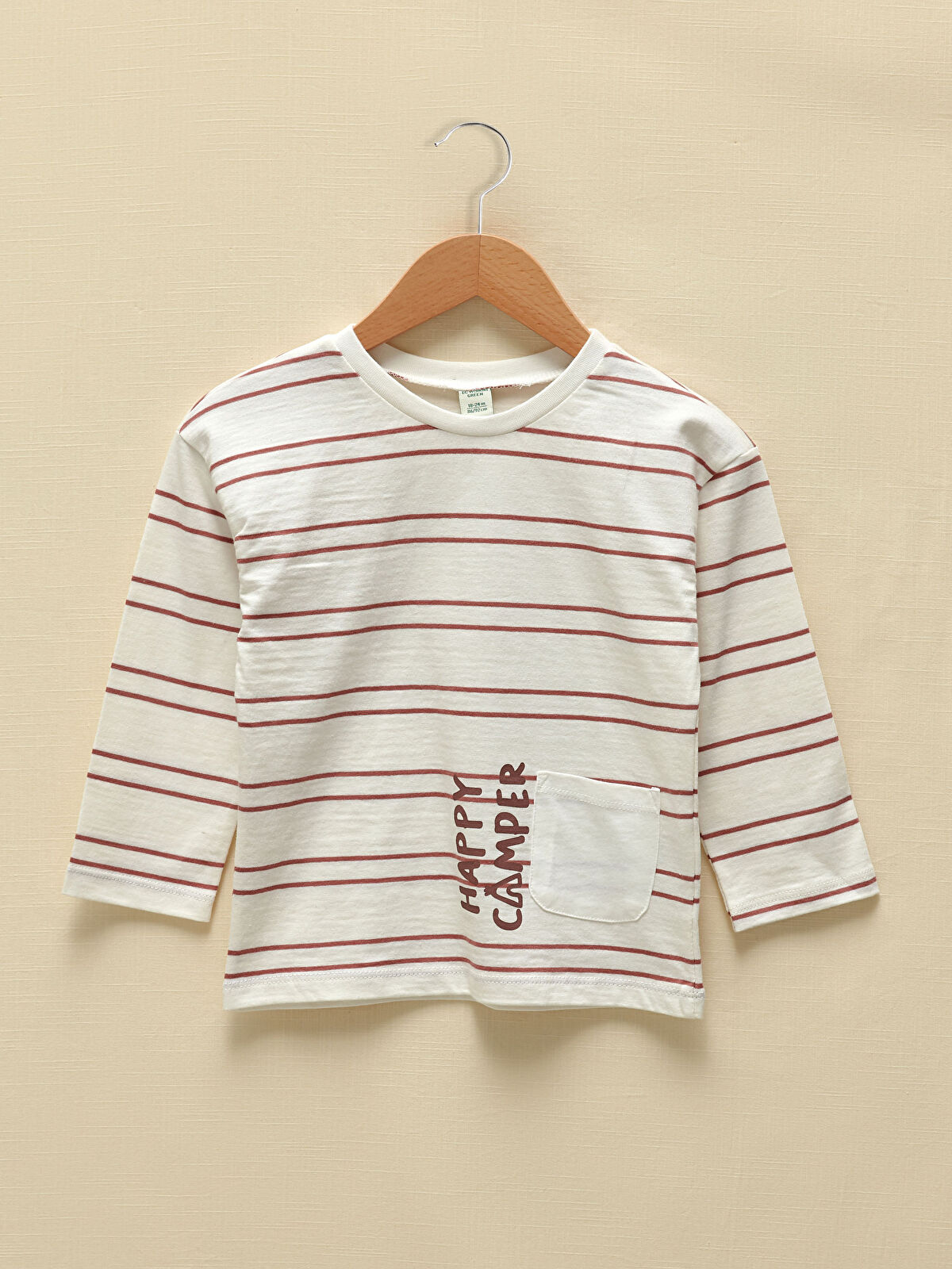 LCW GREEN Çizgili Bisiklet Yaka Uzun Kol Organik Pamuklu Erkek Bebek Tişört