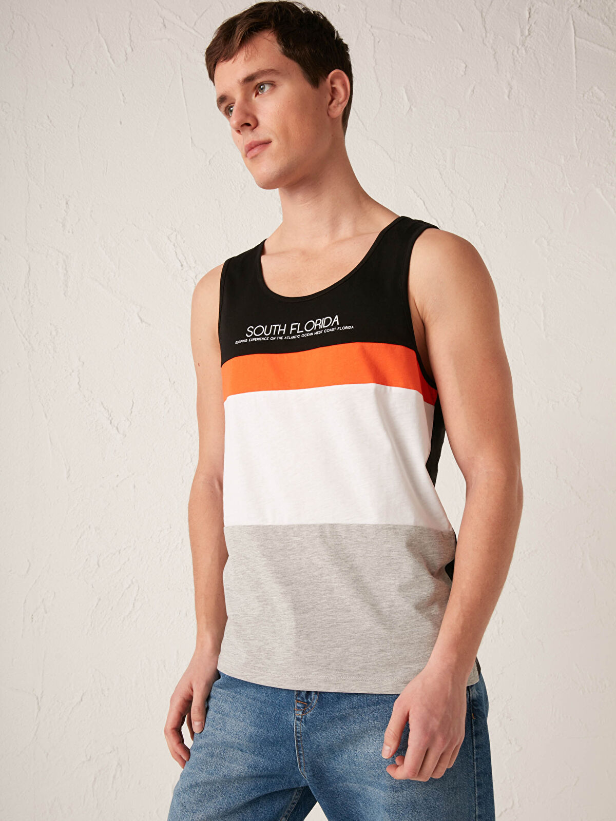 LCW CASUAL Basklı Bisiklet Yaka Pamuklu Atlet