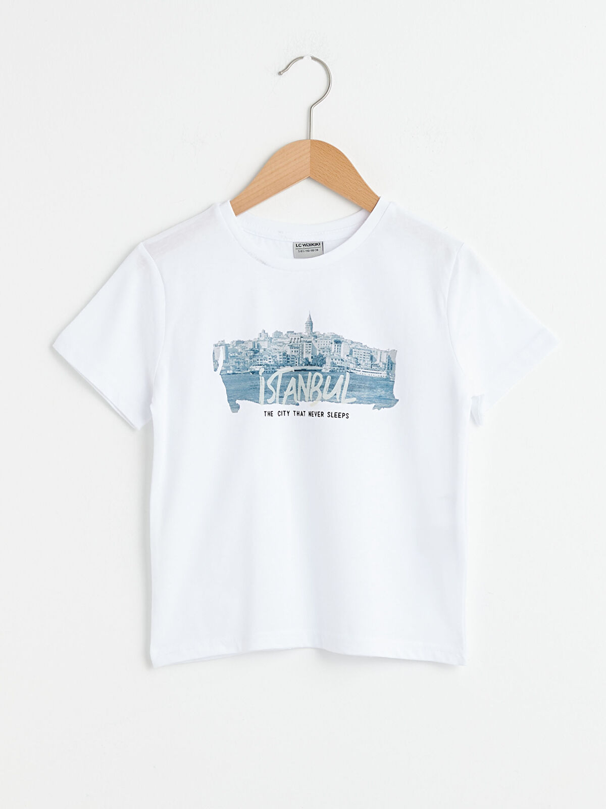 Bisiklet Yaka İstanbul Baskılı Kısa Kollu Erkek Çocuk Tişört