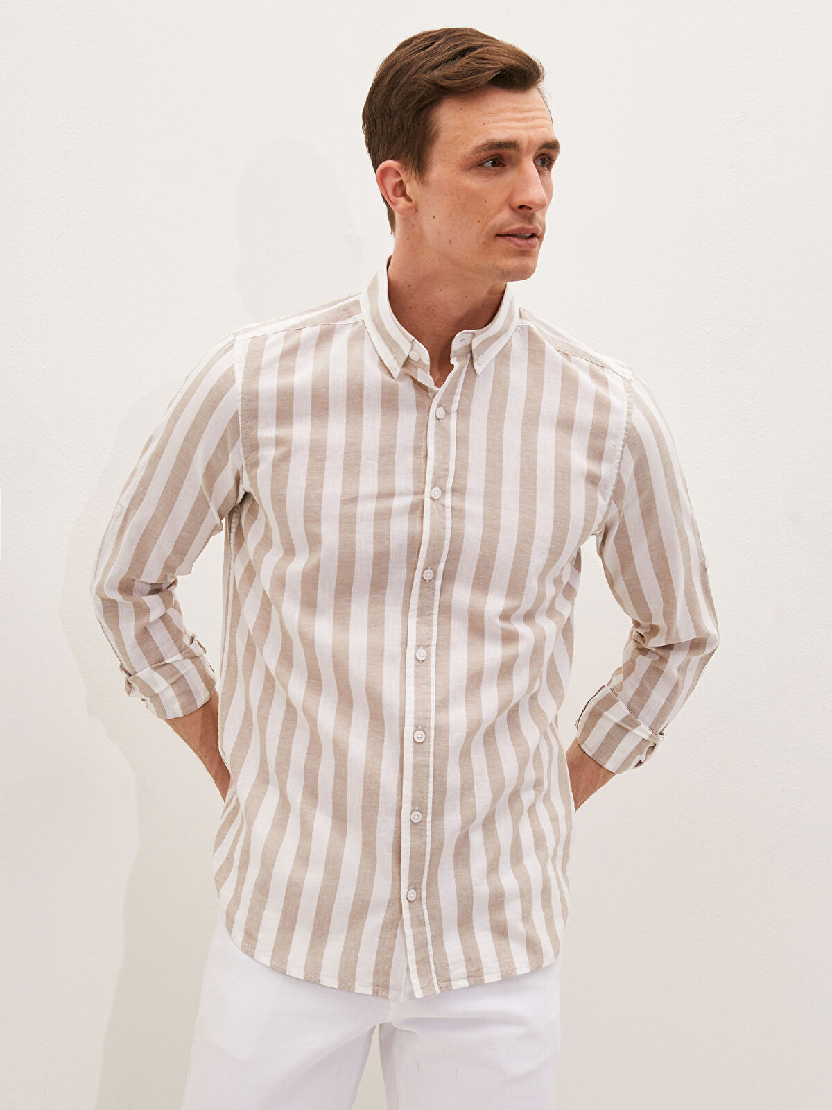 LCW CLASSIC Regular Fit Uzun Kollu Keten Erkek Gömlek