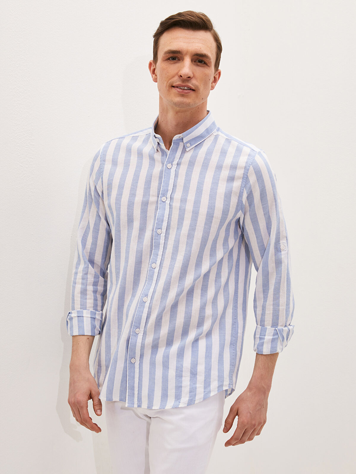 LCW CLASSIC Regular Fit Uzun Kollu Keten Erkek Gömlek