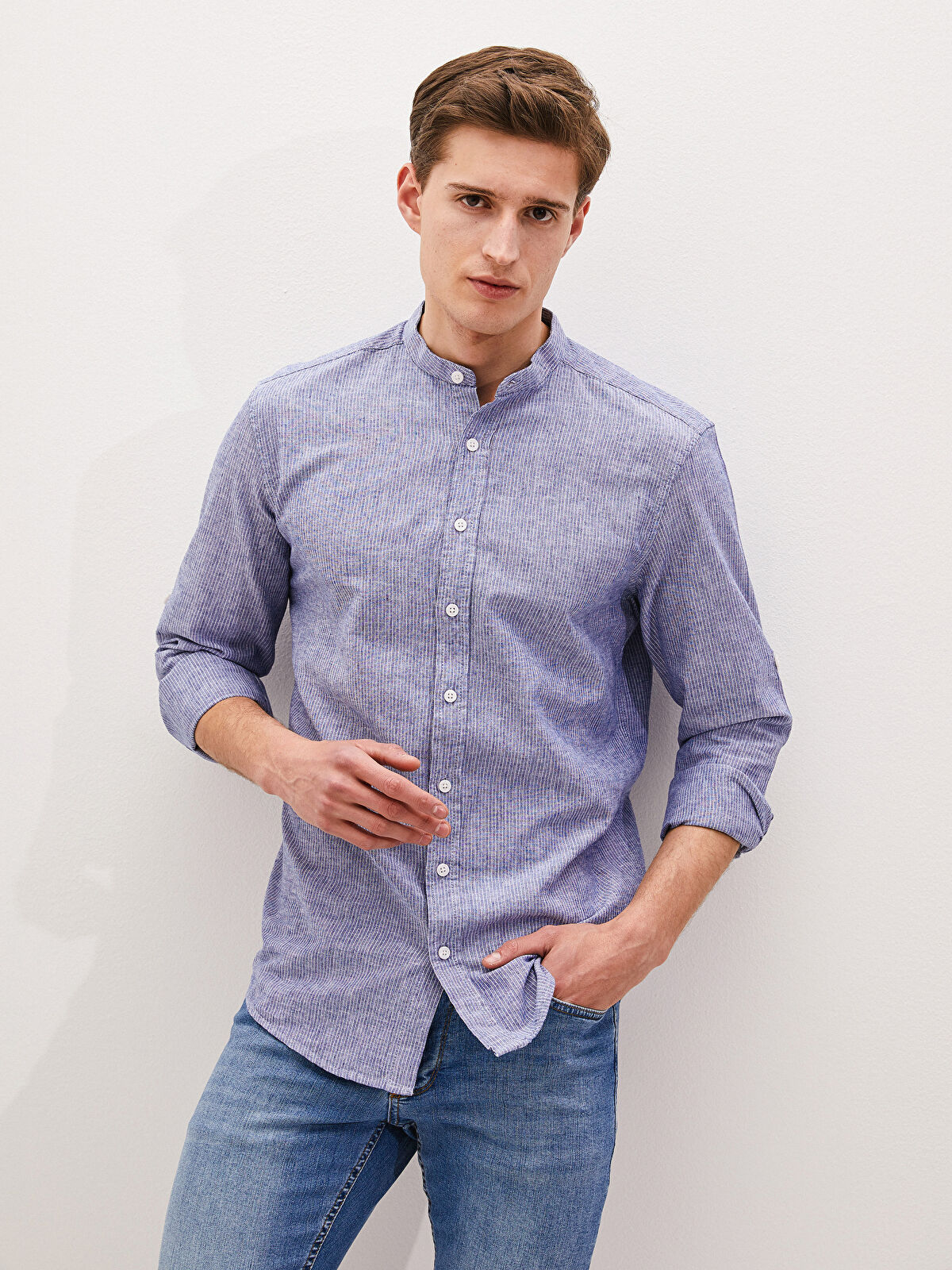 LCW CLASSIC Regular Fit Uzun Kollu Keten Erkek Gömlek