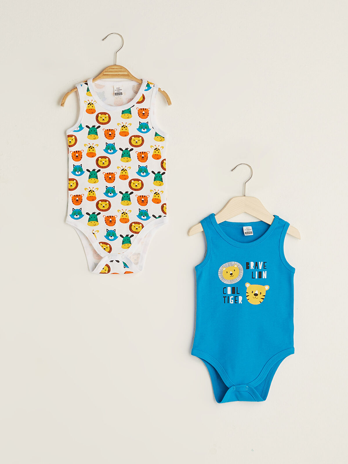 Bisiklet Yaka Baskılı Unisex Bebek Çıtçıtlı Body 2'li