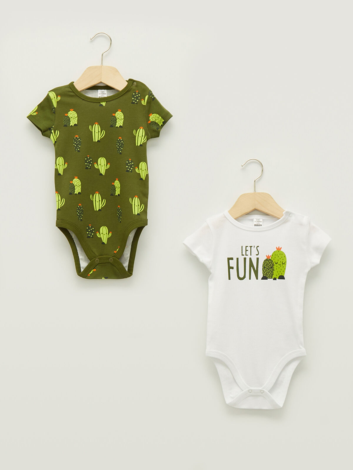 Bisiklet Yaka Kısa Kollu Baskılı Unisex Bebek Çıtçıtlı Body 2'li