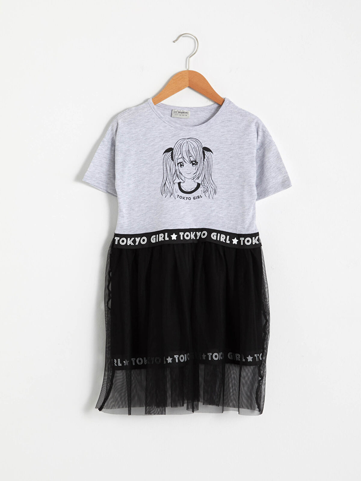 Kız Çocuk Baskılı Tüllü Elbise